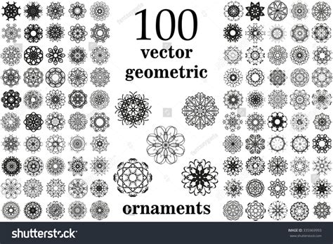 Round Geometric Ornaments Set 100 Vector Image Vectorielle 335969993
