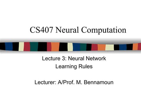 artificial neural networks lect3 neural network learning rules pdf