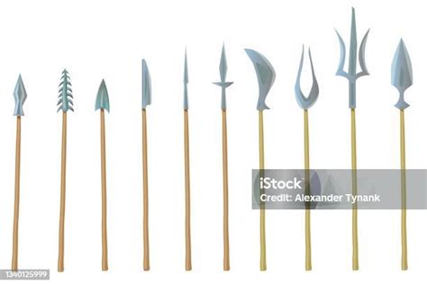 Set Of Spears Of Different Types And Sizes Various Types Of Rustic