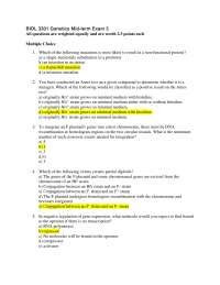 Sample Midterm Exam 3 With Answer Key On Genetics BIOL 3301 Docsity
