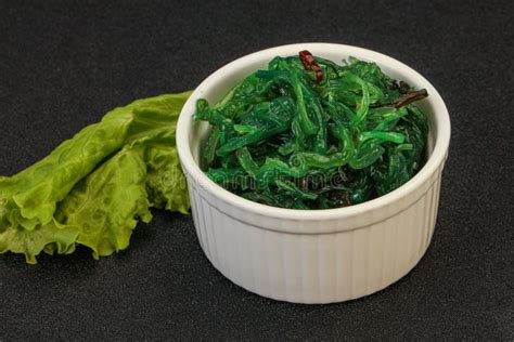Green Chuka Seaweed Salad Isolated On White Background Top View Wakame