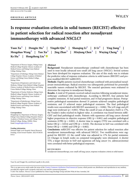 Pdf Is Response Evaluation Criteria In Solid Tumors Recist
