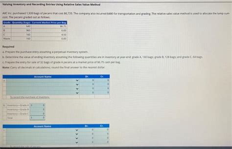 solved 1 valuing inventory and recording entries using