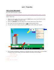Lab 4 Projectiles Pdf Lab 3 Projectiles PART A FLIGHT TIME RANGE Go To The PhET Simulation