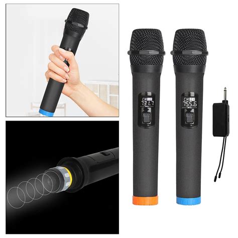 Wireless 2x Microphone With Display Black Dual Vh Grandado
