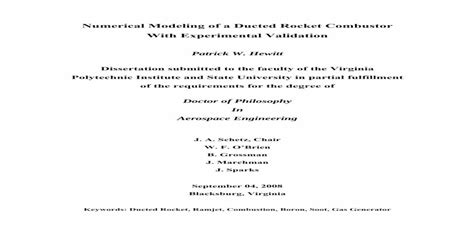 Pdf Numerical Modeling Of A Ducted Rocket Combustor With Ramjet