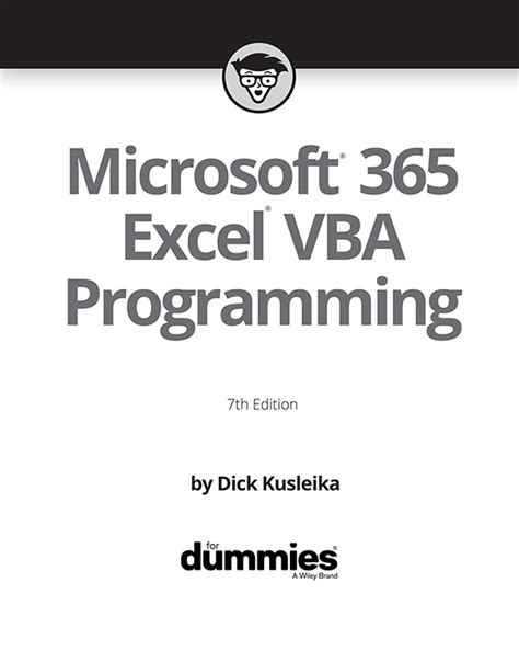 Title Page Microsoft 365 Excel Vba Programming For Dummies 7th