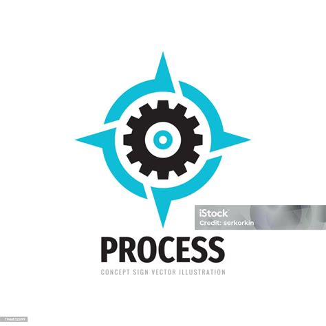 프로세스벡터 비즈니스 기호 개념 그림입니다 기어 전자 공장 기호입니다 로즈 바람 기호에 톱니바퀴 아이콘입니다 Seo 엠 블 럼