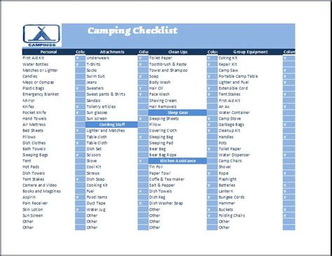 Camping Checklist Excel At William Woodard Blog