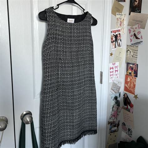 Laundry Brand Black And White Tweed Dress Depop Depop