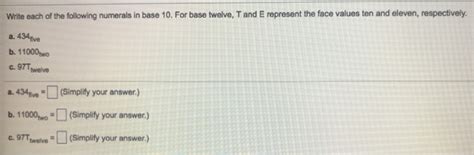 Solved Write Each Of The Following Numerals In Base For Chegg Com
