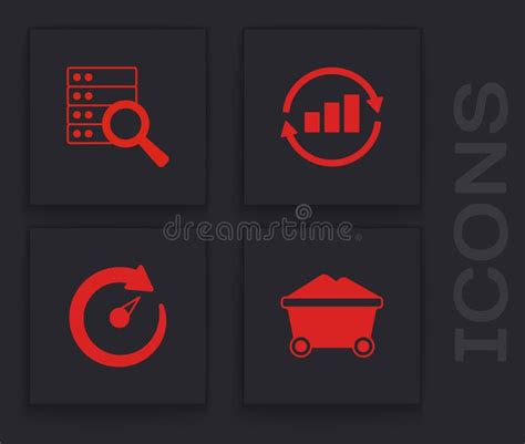 Set Coal Mine Trolley Server Graph Chart Infographic And Digital