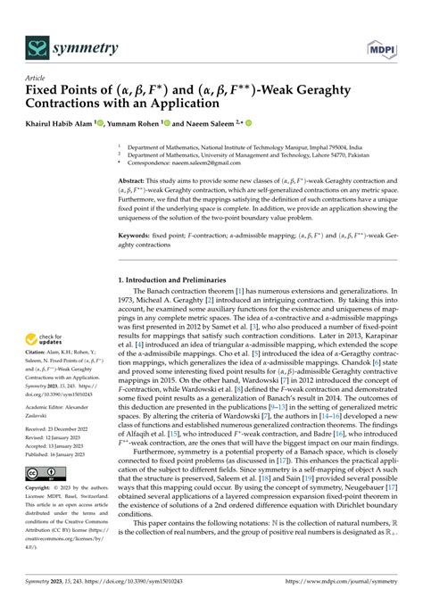 Pdf Fixed Points Of α β F And α β F Weak Geraghty Contractions With An Application