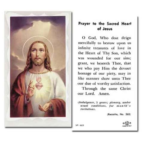 Bulk Prayer Cards 100pk Sacred Heart Of Jesus Paper Prayer Card