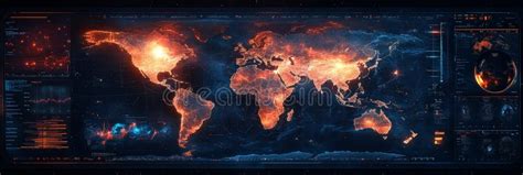 Control Center Monitoring Global Network Activity And Data Analysis Stock Illustration