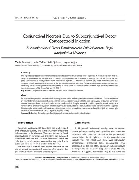 Pdf Conjunctival Necrosis Due To Subconjunctival Depot Corticosteroid Injection