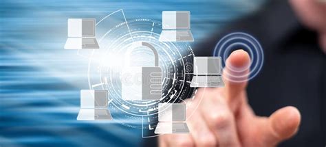 Man Touching A Data Protection Concept Stock Image Image Of Network Secret 327542865