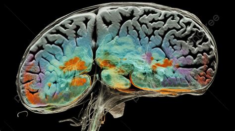 컬러 이미지를 보여주는 인간 뇌의 Mri 뇌의 Mri 사진 뇌 의료 배경 일러스트 및 사진 무료 다운로드 Pngtree