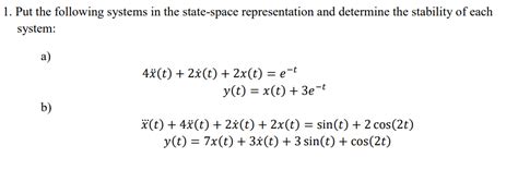 Solved Put The Following Systems In The State Space Chegg Com