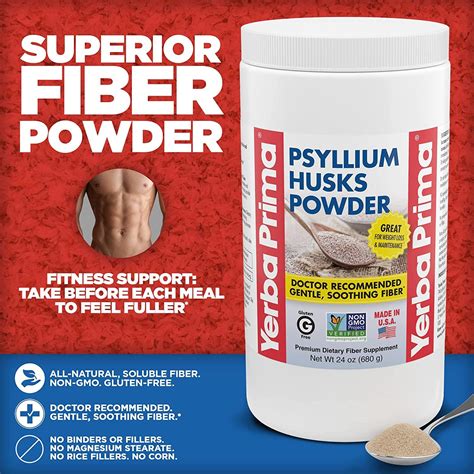 Yerba Prima Psyllium Husks Powder 24 Oz Pack Of 2 Natural Fiber