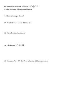 ALGEBRA 2 POLYNOMIAL FUNCTIONS By Susan LL Teachers Pay Teachers