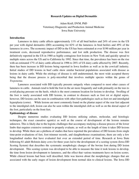 Pdf Research Updates On Digital Dermatitis