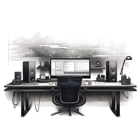 Premium Photo Watercolor Software Engineer Room With A Sleek Desk