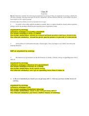 Class 20 Exercises Identifying Arguments By Analogy Mywork Docx
