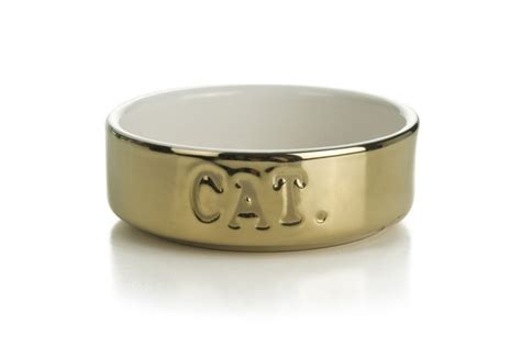 Миска "Cat" керамическая золотая