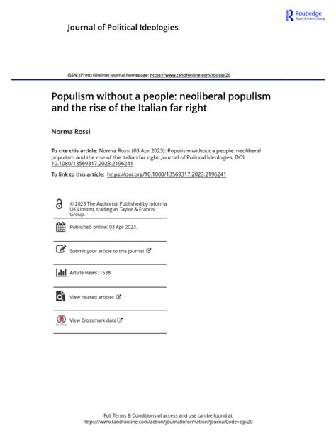 Populism Without A People Neoliberal Populism And The Rise Of The