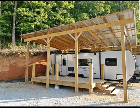 Rv Parked Under Wooden Structure Backyard Rv Parking Ideas Diy