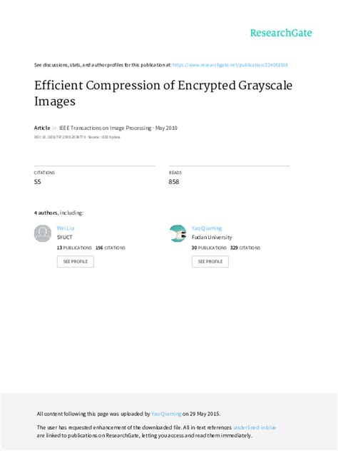 Pdf Efficient Compression Of Encrypted Grayscale Images