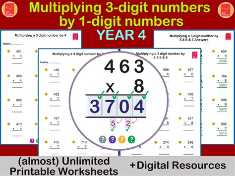 Multiply A 3 Digit By A 1 Digit Number Using The Standard Algorithm By Teach Simple