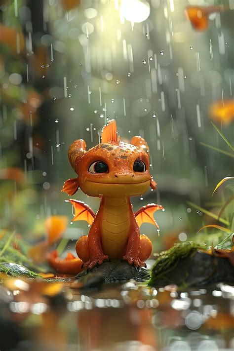 귀여운 만화 드래곤의 3d 렌더링 Ai 생성 이미지