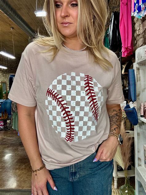 Checkered Baseball Graphic Tee Switch Salon Spa And Boutique