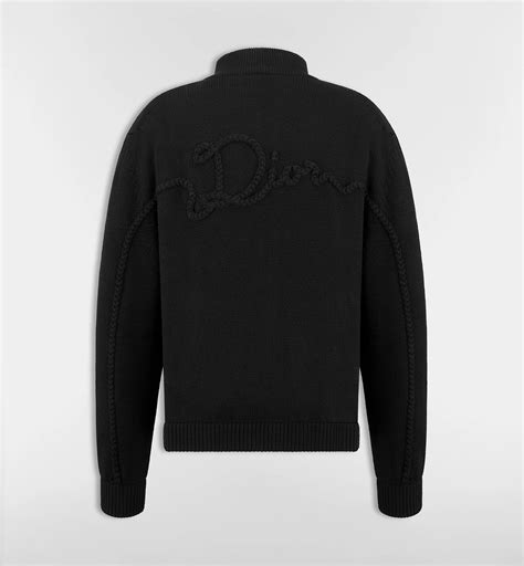 Dior Ribbon Blouson Jacket Black Wool Jersey Dior