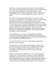 CS 230 8 1 Discussion Docx Security In Cloud Computing Is Based On The Provider S Own Security