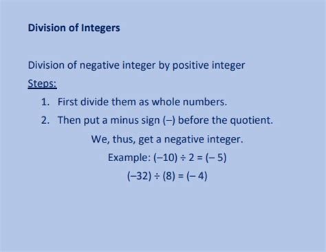 Division Of Integers Properties Of Division Of Integers