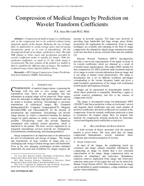 Pdf Compression Of Medical Images By Prediction On Wavelet Transform