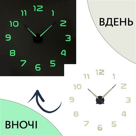 3d настінний годинник великий який світиться в темряві Купити в інтернет магазині Прикалдес