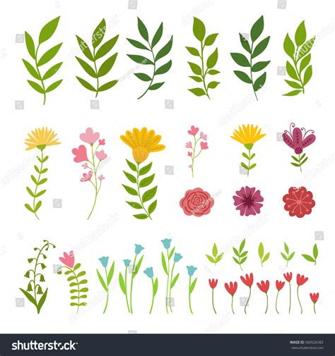 Decorative Flowersleaves Brances Vector Illustration Stock Vector Decorative Flowersleaves Brances Vector Illustration Stock Vector