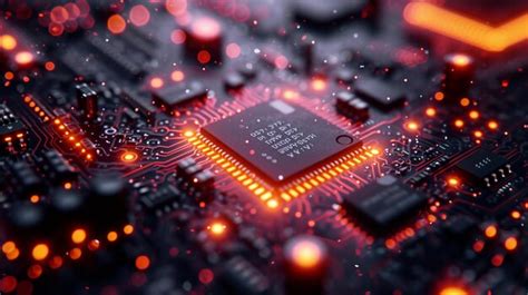 Premium Photo Minimalist Microchip Circuit Design With Neon