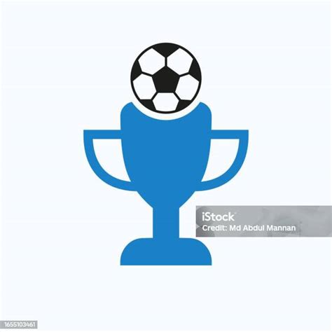 축구 또는 축구 선수권 대회 트로피 로고 디자인 컨셉 축구 및 트로피 아이콘 Championship에 대한 스톡 벡터 아트 및