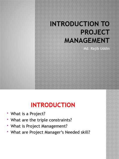 Introduction To Project Management | PDF | Project Management | Business Economics