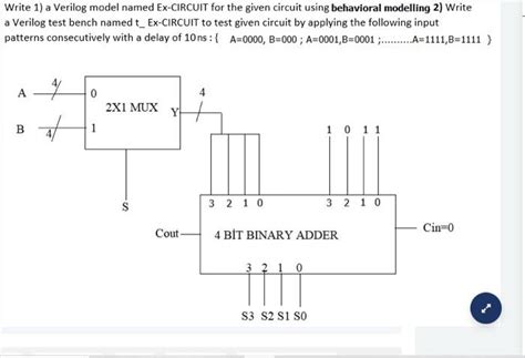 Solved Write 1 A Verilog Model Named Ex Circuit For The