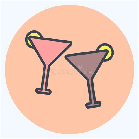 Glasses Icon In Trendy Color Mate Style Isolated On Soft Blue