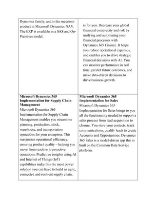 Microsoft Dynamics Implementations PDF Cloud Computing Internet