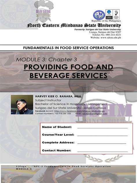 Fos Module 3 Chapter 3 Revised 2022 Pdf Tableware Spoon