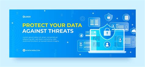 그라데이션 데이터 개인 정보 보호 소셜 미디어 표지 템플릿 무료 벡터