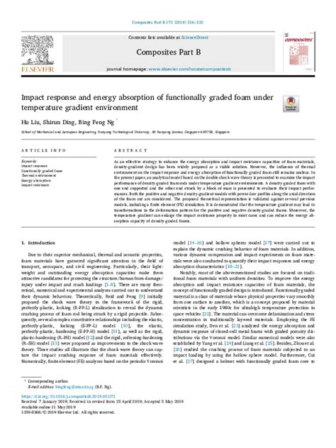 Pdf Impact Response And Energy Absorption Of Functionally Graded Foam Under Temperature